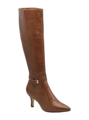 Charles By Charles David Arlie Pointed Toe Knee High Boots - Camel-croc