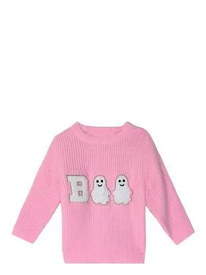 MIA BELLE GIRLS Halloween 'boo' Ghost Sweater - Pink
