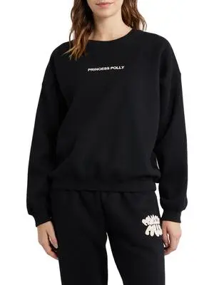 Princess Polly Brand Logo Sweatshirt - Black