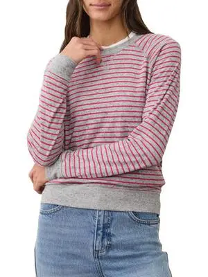 Marine Layer Reversible Raglan Sleeve Sweater - Heather Grey/pink