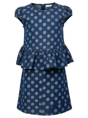 MIA BELLE GIRLS Peplum Denim Top And Skirt Set - Blue