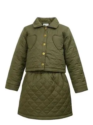 MIA BELLE GIRLS Quilted Jacket And Skirt Set - Green