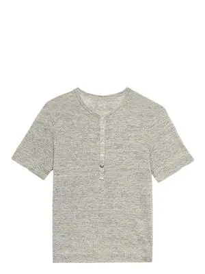 FORTELA Charlie Henley Linen Jersey T-shirt - Grey