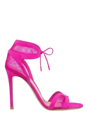 GIANVITO ROSSI Falene Ankle-tie Sandals - Pink Fabric And Suede