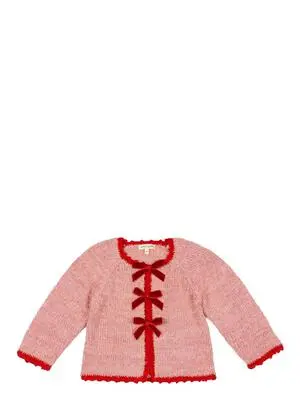 WILD WAWA Hand-knit Velvet Bow Sweater - Rosewood/ruby