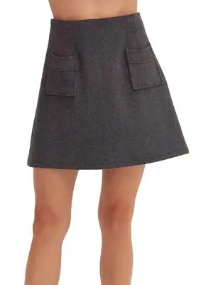 CRESCENT Wool Blend Mini A-line Skirt - Charcoal