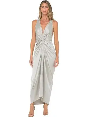 JBQ Satin Spandex Maxi Dress - Silver