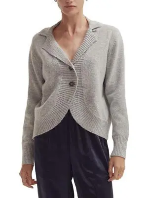 CRESCENT Curved Hem Cardigan - Heather Grey