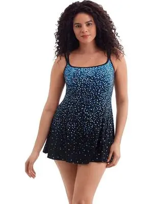 LONGITUDE Princess Seam Long Torso Swim Dress - Sprinkles