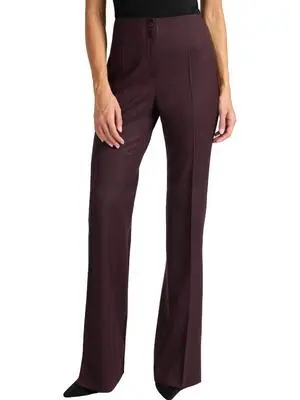 Santorelli Elizabeth Flared Leg Virgin Wool Stretch Pant - Raisin