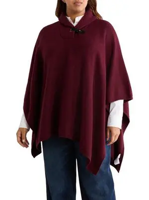 Ralph Lauren Buckle Collar Sweater Poncho - Dark Garnet