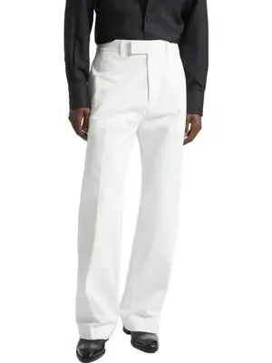 TOM FORD Compact Cotton Drill Wide Leg Pants - Off White