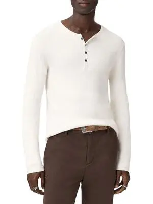 John Varvatos Organic Cotton & Cashmere Ribbed Henley - Salt