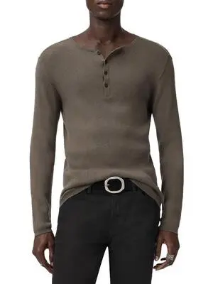John Varvatos Organic Cotton & Cashmere Ribbed Henley - Teakwood