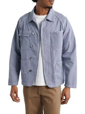 SERVICE WORKS 2.0 Engineer Stripe Organic Cotton Button-up Chore Coat - Hickory