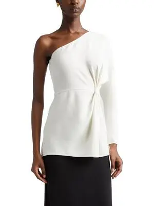 Valentino Garavani One-shoulder Silk Cady Couture Top - Ivory