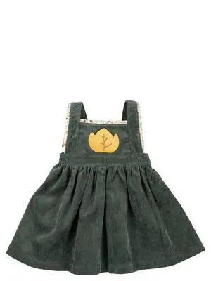 CUCLIE Corduroy Pinafore Dress - Green