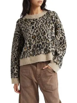 NILI LOTAN Zamira Leopard Print Sweater - Jute Leopard