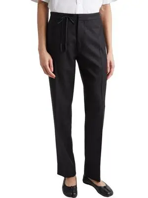 MAISON MARGIELA Straight Leg Virgin Wool Flannel Trousers - Black