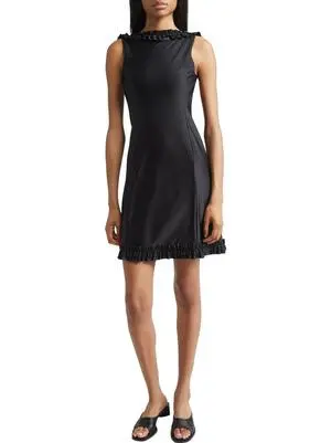 Sandy Liang Prim Open Back Minidress - Black