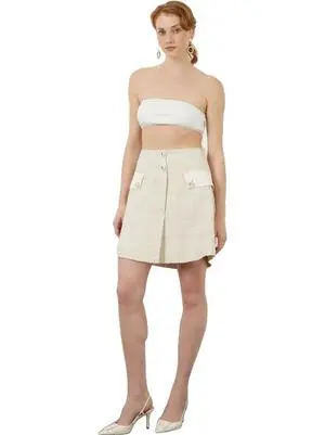 GIZIA Button Detailed Mini Skirt - Beige
