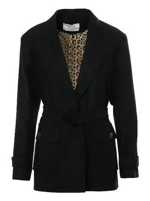 GIZIA Belted Wool Blend Jacket - Brown