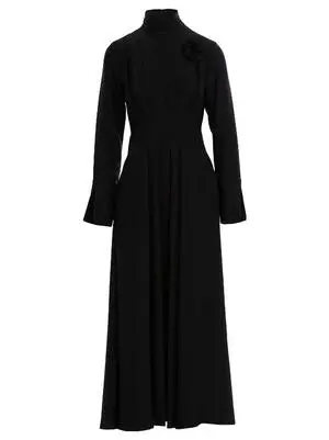 GIZIA Flare-ruffled Ankle-length Dress - Black