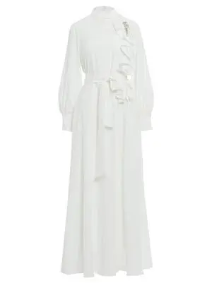 GIZIA Gathered Detail Beaded Long Dress - Ecru