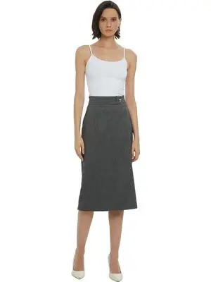 GIZIA Zippered Midi Pencil Skirt - Grey