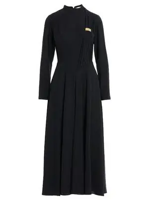 GIZIA Buckle Detail Mock Neck Midi Dress - Black