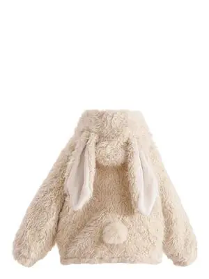 TULLEEN Bunny-eared Faux Fur Jacket - Cream
