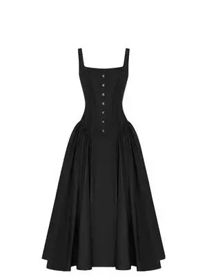 MILLA Corset Midi Dress - Black