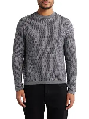 Emporio Armani Geometric Jacquard Virgin Wool Sweater - Grey
