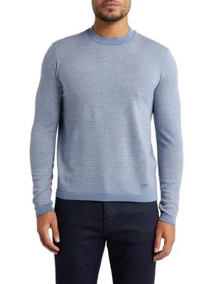 Emporio Armani Geometric Pattern Wool Sweater - Solid Dark Blue