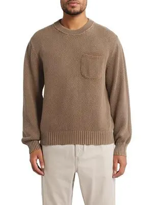 CORRIDOR Cotton Pocket Crewneck Sweater - Brown