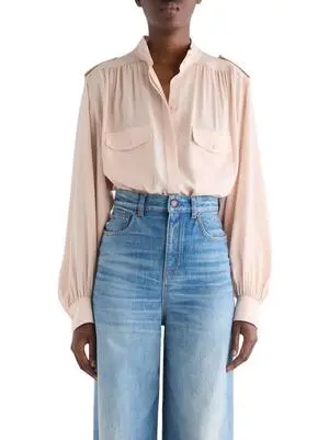 Chloé Gathered Silk Crêpe De Chine Shirt - Delicate Pink