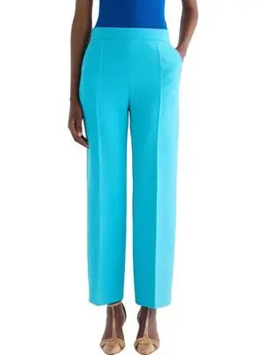 Chloé Straight Leg Wool Crepe Trousers - Cyan Blue
