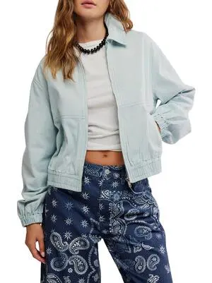Free People Birdie Cotton Bomber Jacket - Pearl Blue