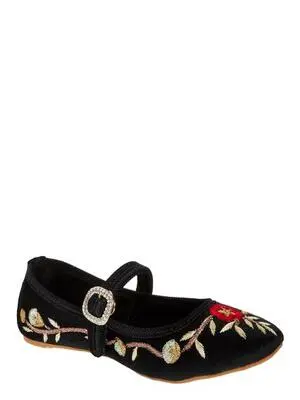 FUCHSIA Paradise Floral Embroidered Mary Jane - Black