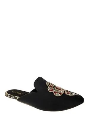 FUCHSIA Embroidered Serpent Mules - Black