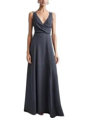 ST. JOHN Tess Heathered Crepe Gown
