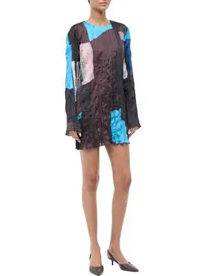 Staud Kona Colorblock Mini Dress - Blue Prism