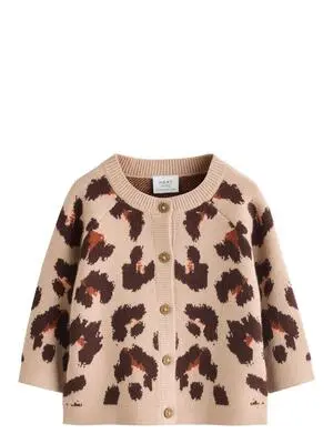 NEXT Leopard Jacquard Cardigan - Pink
