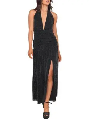 PETAL & PUP Lucas Maxi Halter Dress - Black
