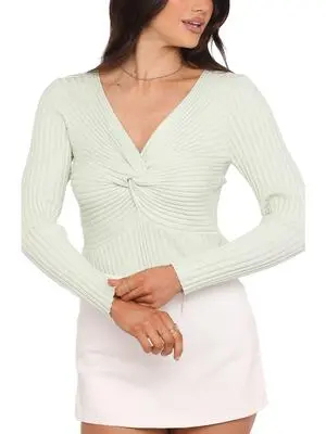 PETAL & PUP Demi Twist Ribbed Sweater - Sage