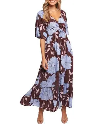 PETAL & PUP Floral Print Maxi Dress - Blue Poppies