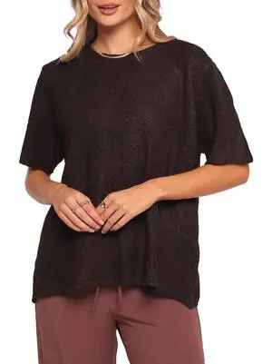 PETAL & PUP Morris Short Sleeve Oversized Sweater - Dark Chocolate