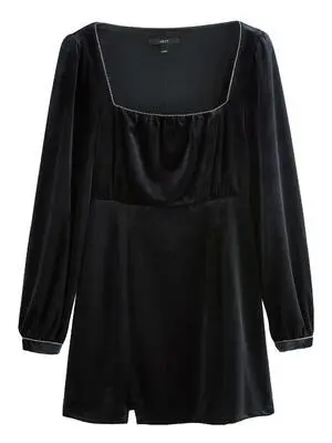 NEXT Diamante Trim Velvet Mini Dress - Black