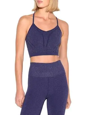 Spiritual Gangster Liberty Shimmer Long Sleeve Crop Top - Eclipse