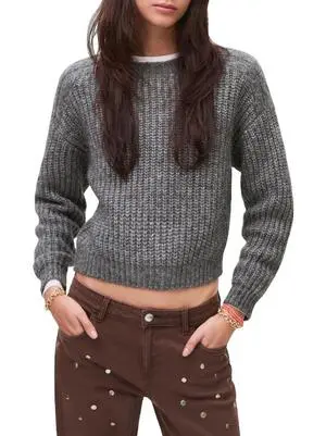 Mango Chunky Crewneck Pullover Sweater - Dark Heather Grey